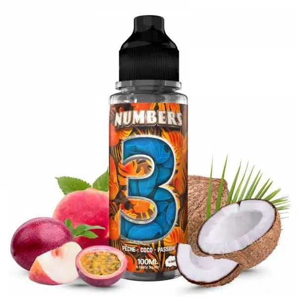 Numbers 3 100ml e.Tasty - E-liquide exotique à la pêche, fruits de la ...